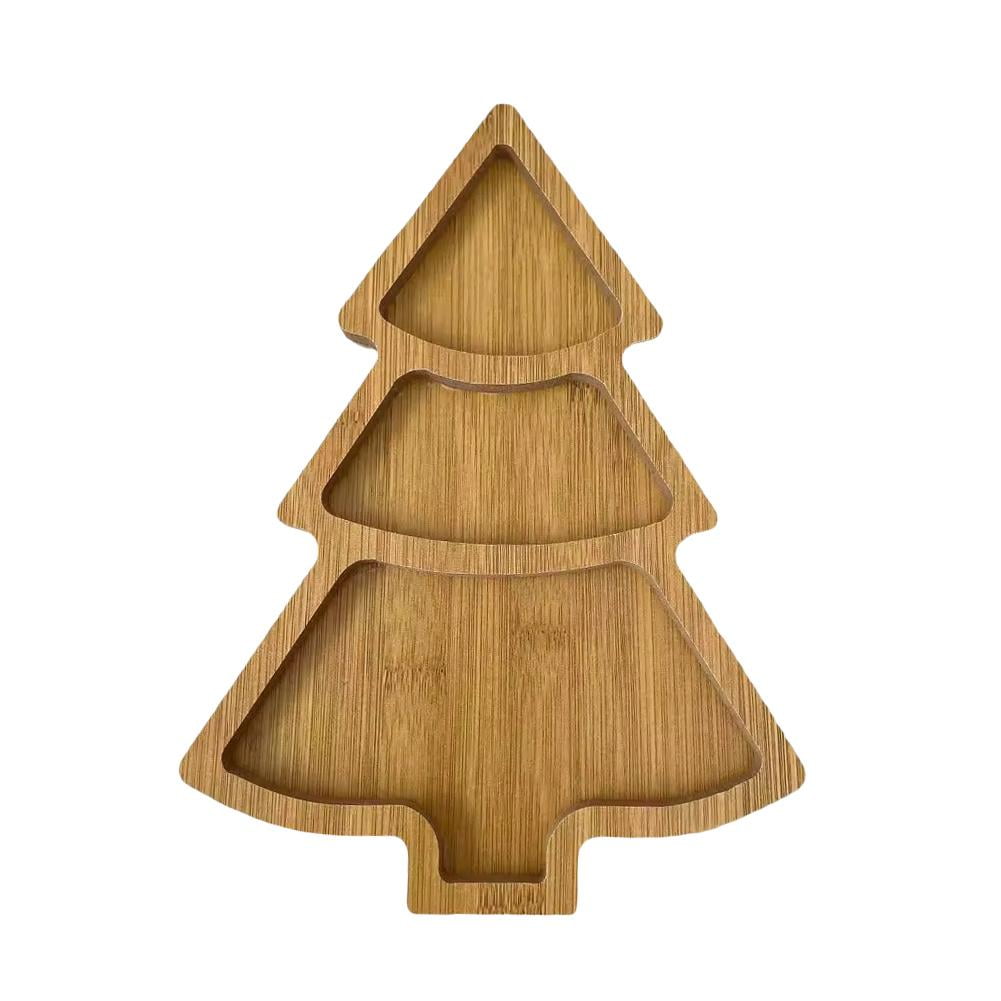 Christmas Tree Serving Tray Platter, Wood Xmas Tree Shaped Platters ...