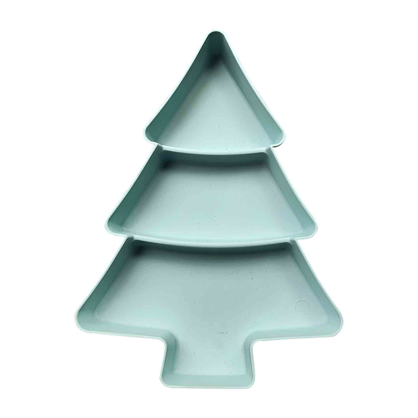 Christmas Tree Serving Tray Platter Xmas Tree Shape Plastic Divided ...