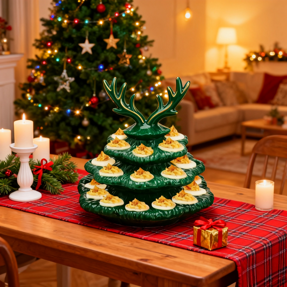 Christmas Tree Shape Deviled Egg Trays Platters Holds 24 Holes Resin ...
