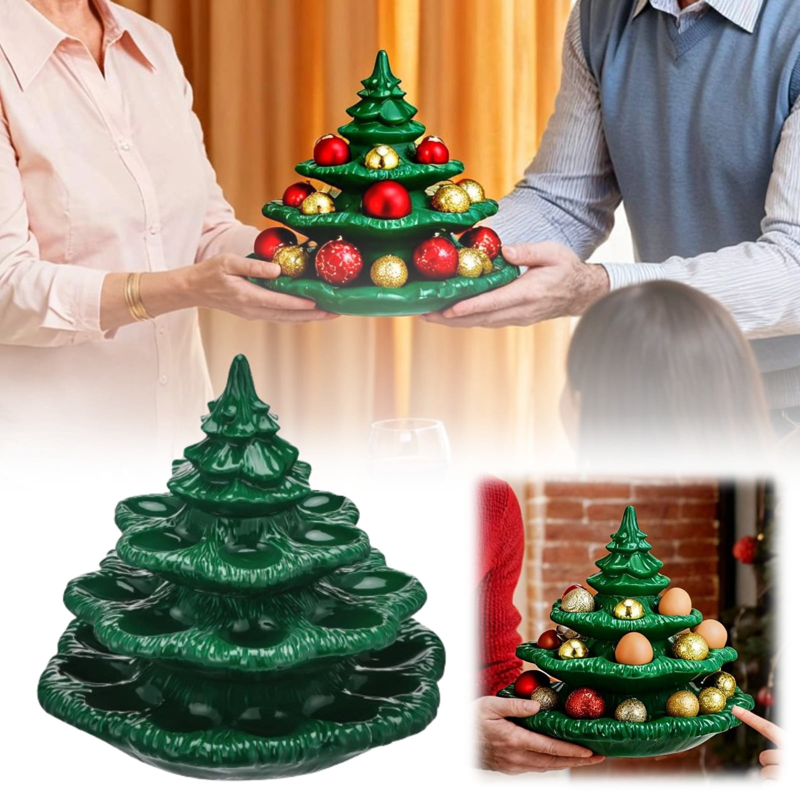 Christmas Tree Shape Deviled Egg Trays Platters Holds, Stackable Tree ...