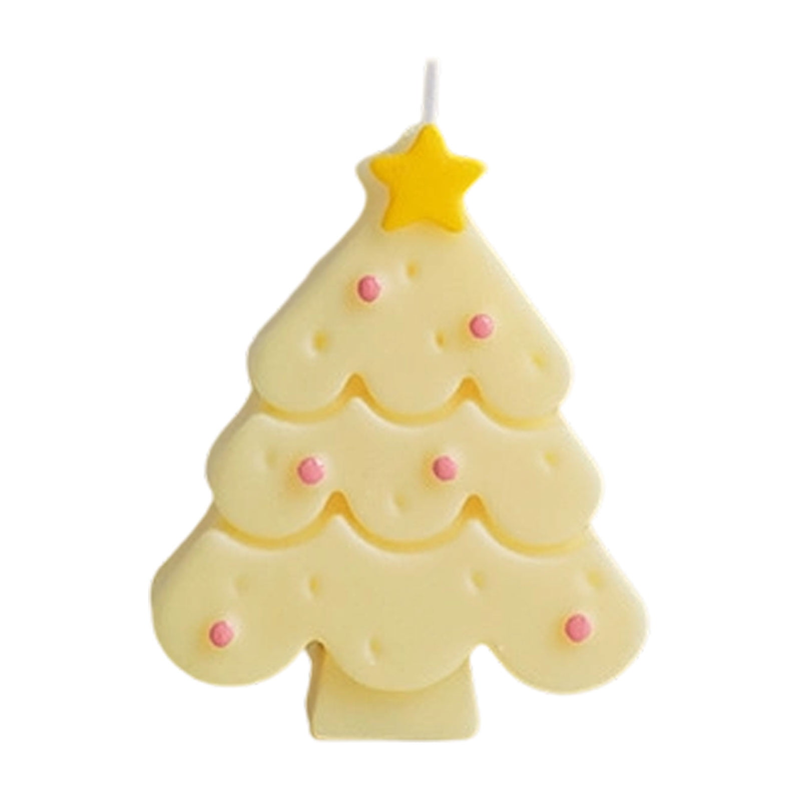 Christmas Tree Shaped Candles Macaron Yellow Xmas Waxy Tree Scented ...