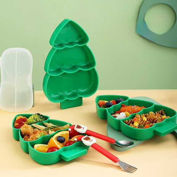 Christmas Tree Shaped Ki-ds Divided Food Tray, Food-Grade Plastic ...