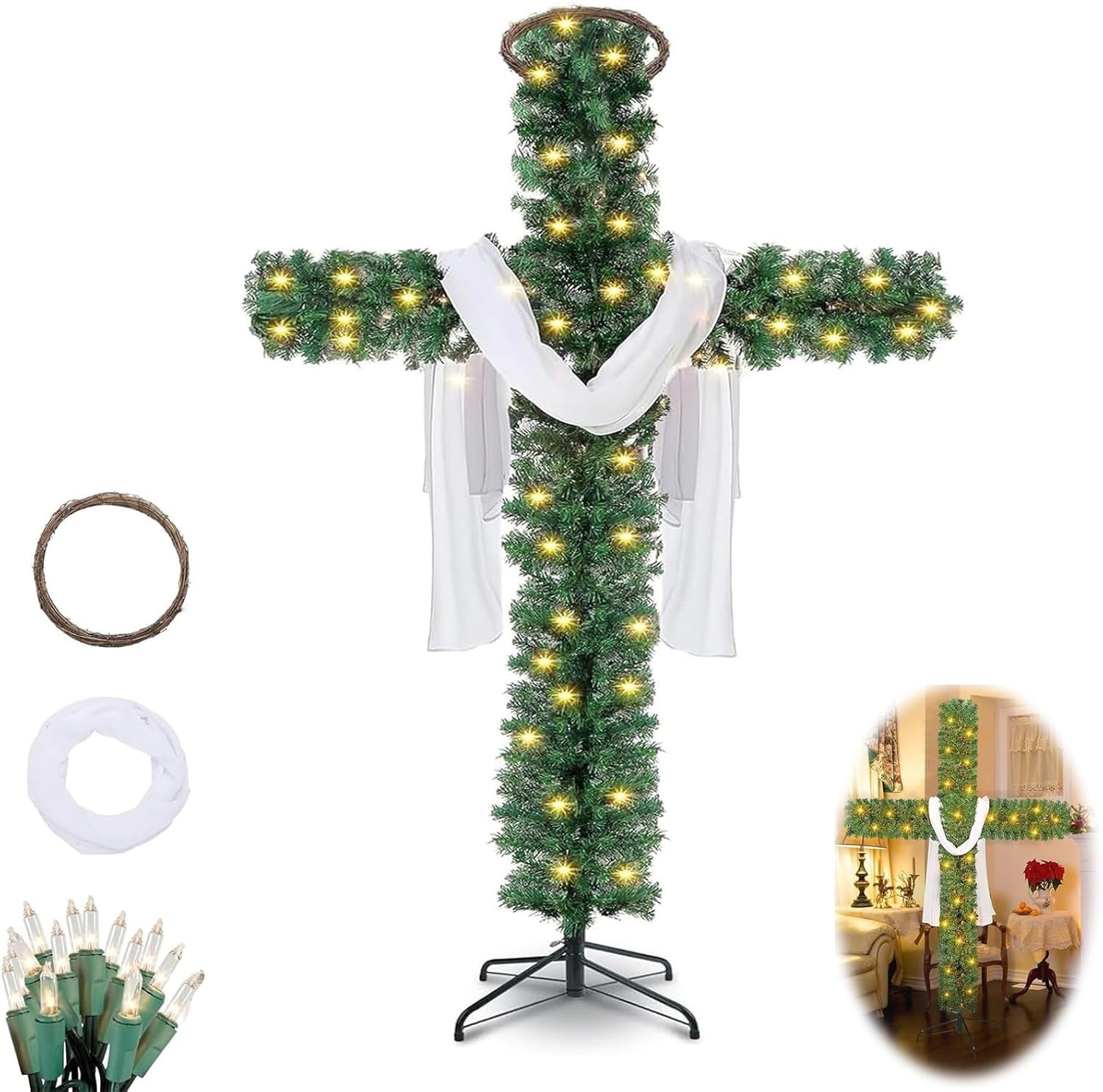 Christmas Tree Shaped Like a Cross, Foldable Cross Christmas Tree, Pre ...