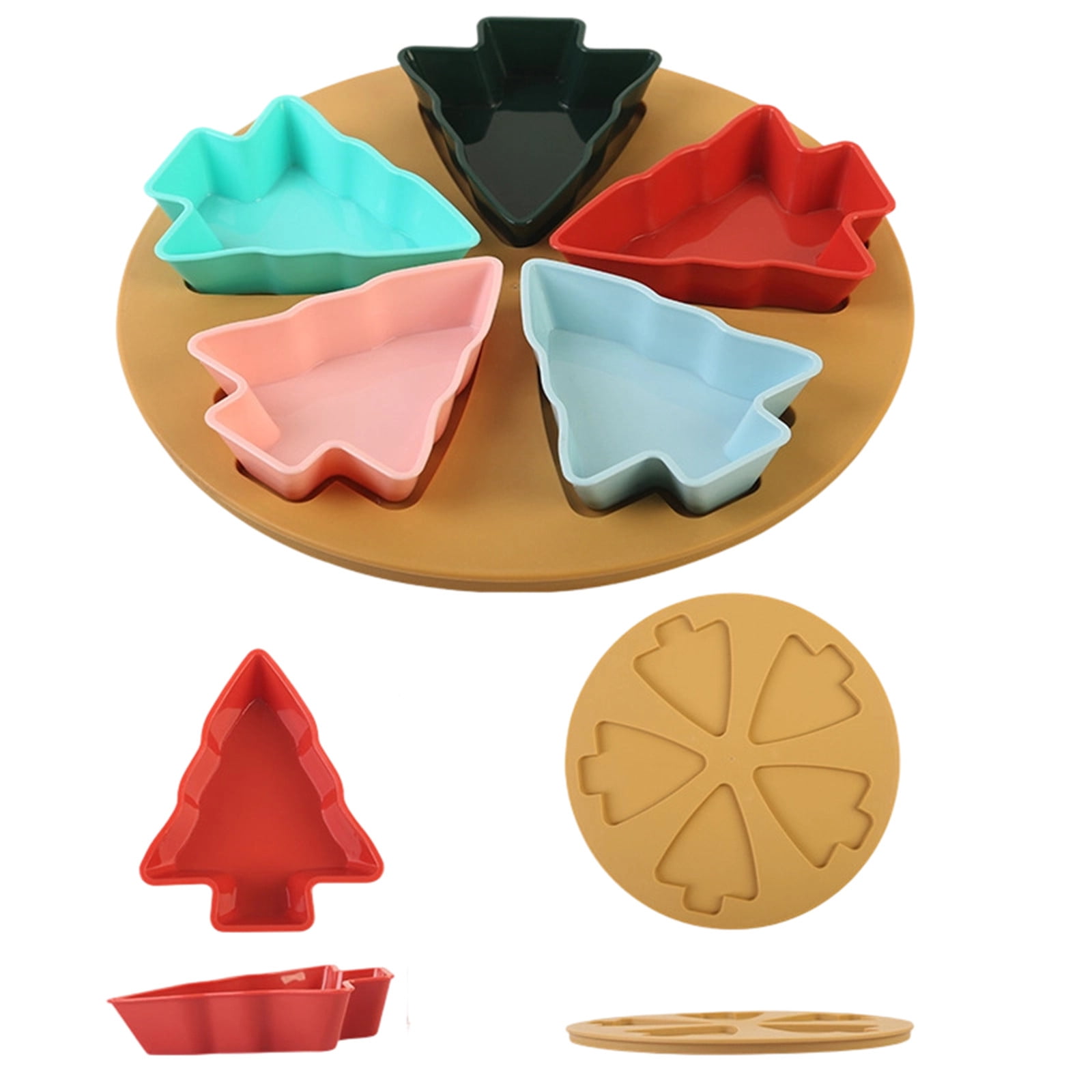 Christmas Tree Shaped Snack Platter Set With 5 Sections For Nuts Fruits ...