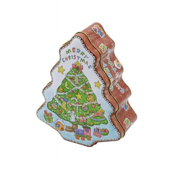 Christmas Tree Shaped Tin Box Christmas Eve Candy Jar Decoration ...