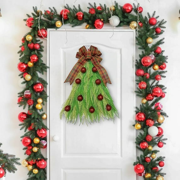 Christmas Tree Shaped Wreath, Christmas Door Wreath, Christmas Wreath ...