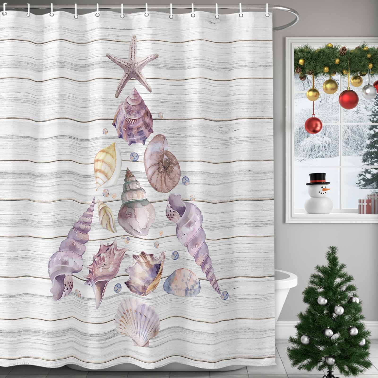 Christmas Tree Shell Conch StarfishFarmhouse Vintage Wood Board ...
