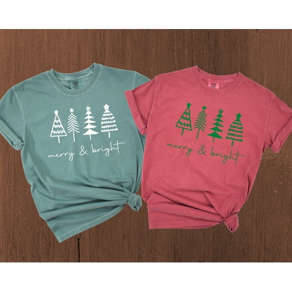 Christmas Tree Shirt Merry amp Bright Holiday Tee - Walmart.com