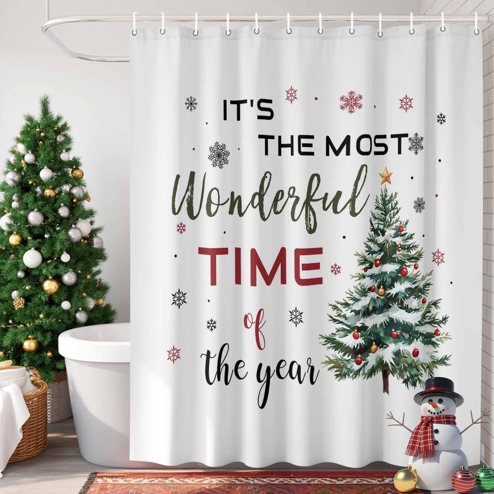 Christmas Tree Shower Curtain, 36" x 72", It's The Most Wonderful Time ...