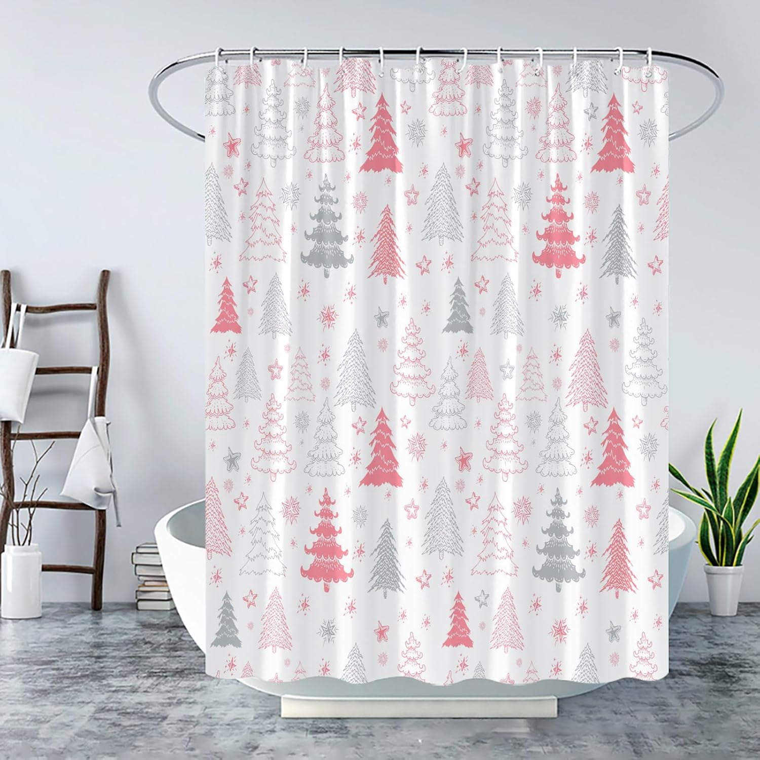 Christmas Tree Shower Curtain Black White Xmas Tree Retro Christmas ...