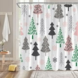 Christmas Tree Shower Curtain Pink Gray Green Retro Christmas Tree ...