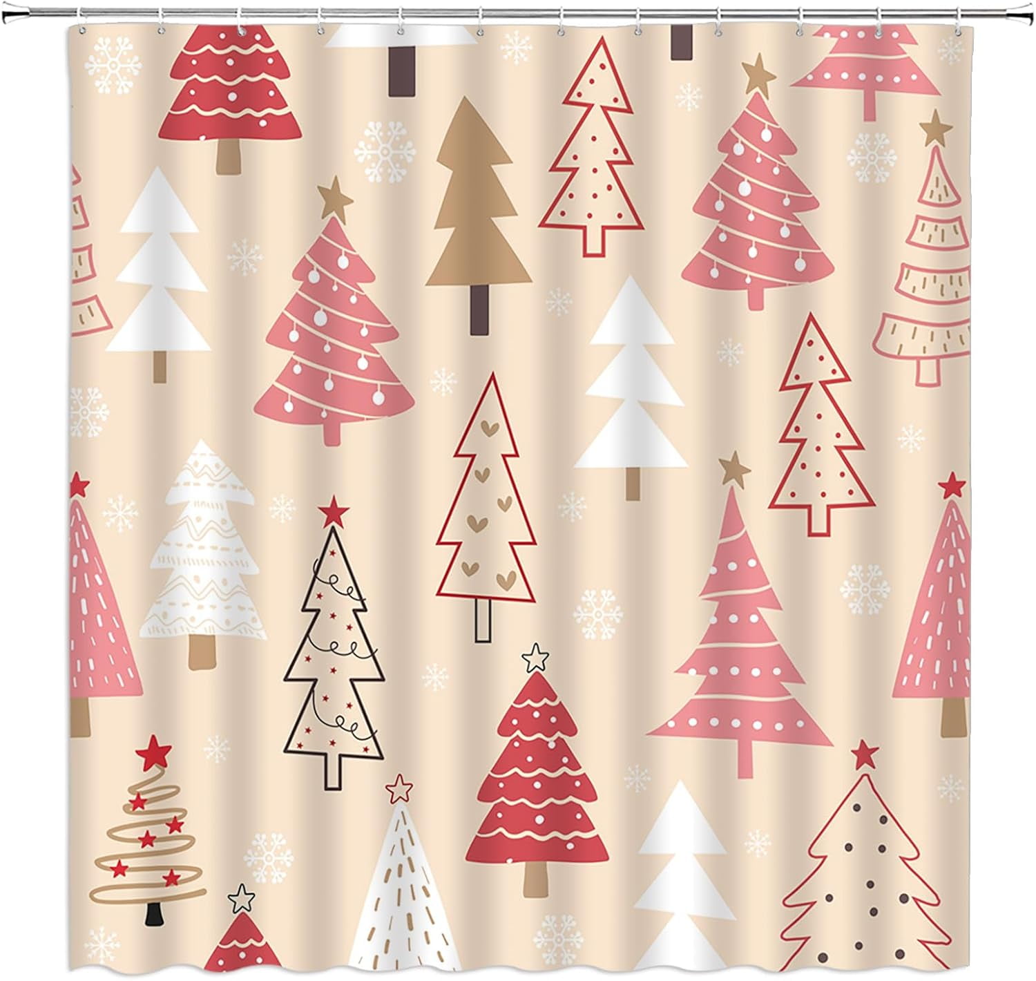Christmas Tree Shower Curtain Pink Xmas Tree Abstract Pine Cartoon ...