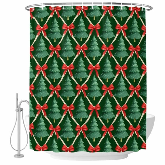 Christmas Tree Shower Curtain Set - 48" x 72" Washable Bathtub Curtain ...