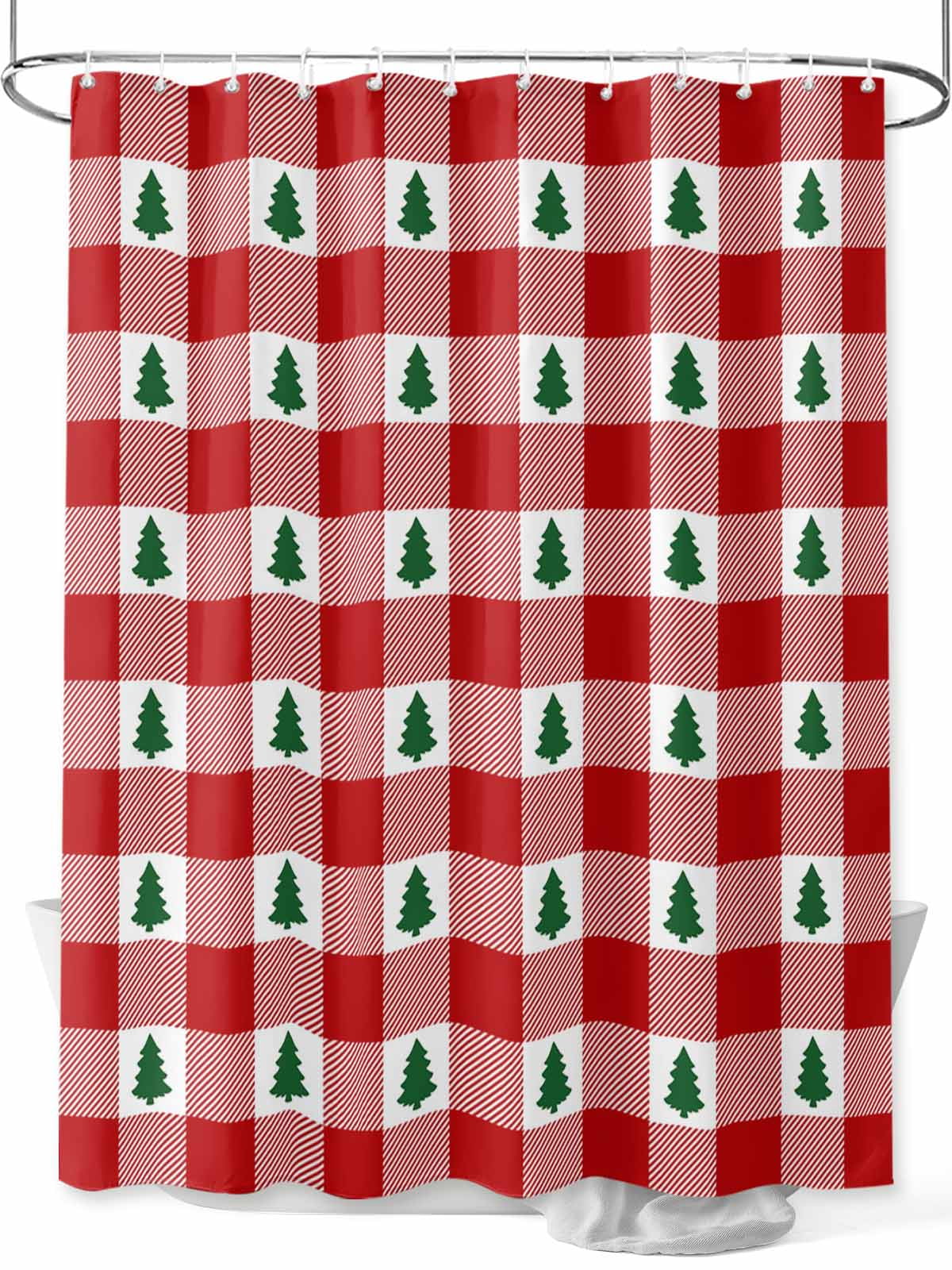 Christmas Tree Shower Curtain Set ，Waterproof Fabric Shower Curtains ...
