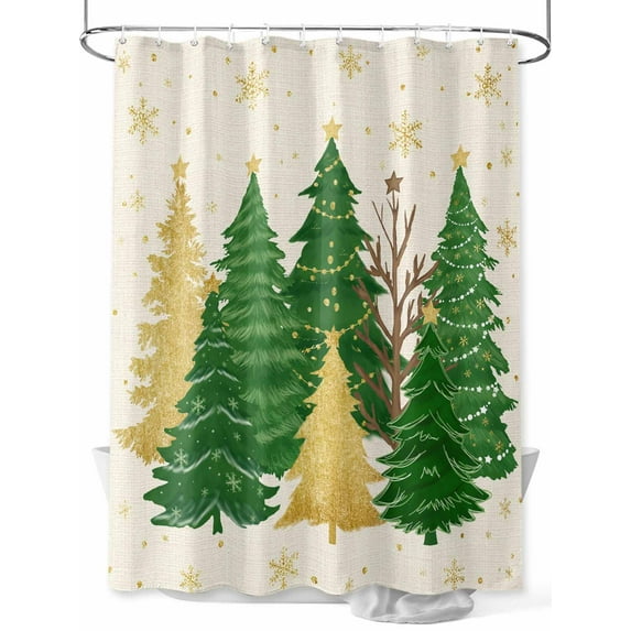 Christmas Tree Shower Curtain Set ，Waterproof Fabric Shower Curtains ...