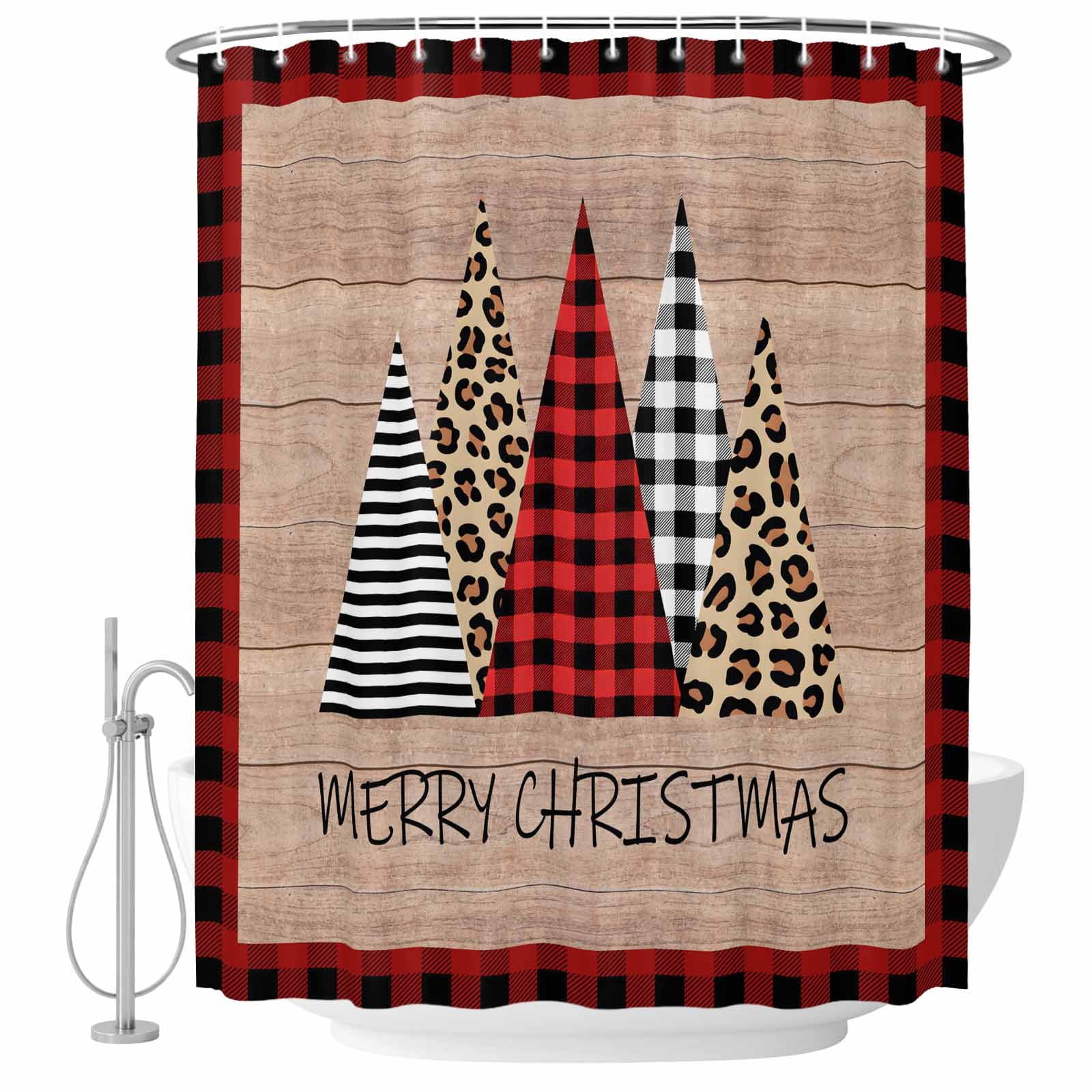 Christmas Tree Shower Curtain, Waterproof Shower Curtains for Bathroom ...