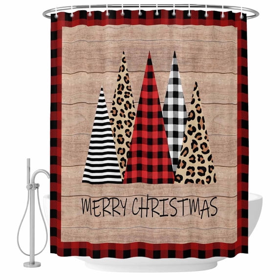 Christmas Tree Shower Curtain, Waterproof Shower Curtains for Bathroom ...