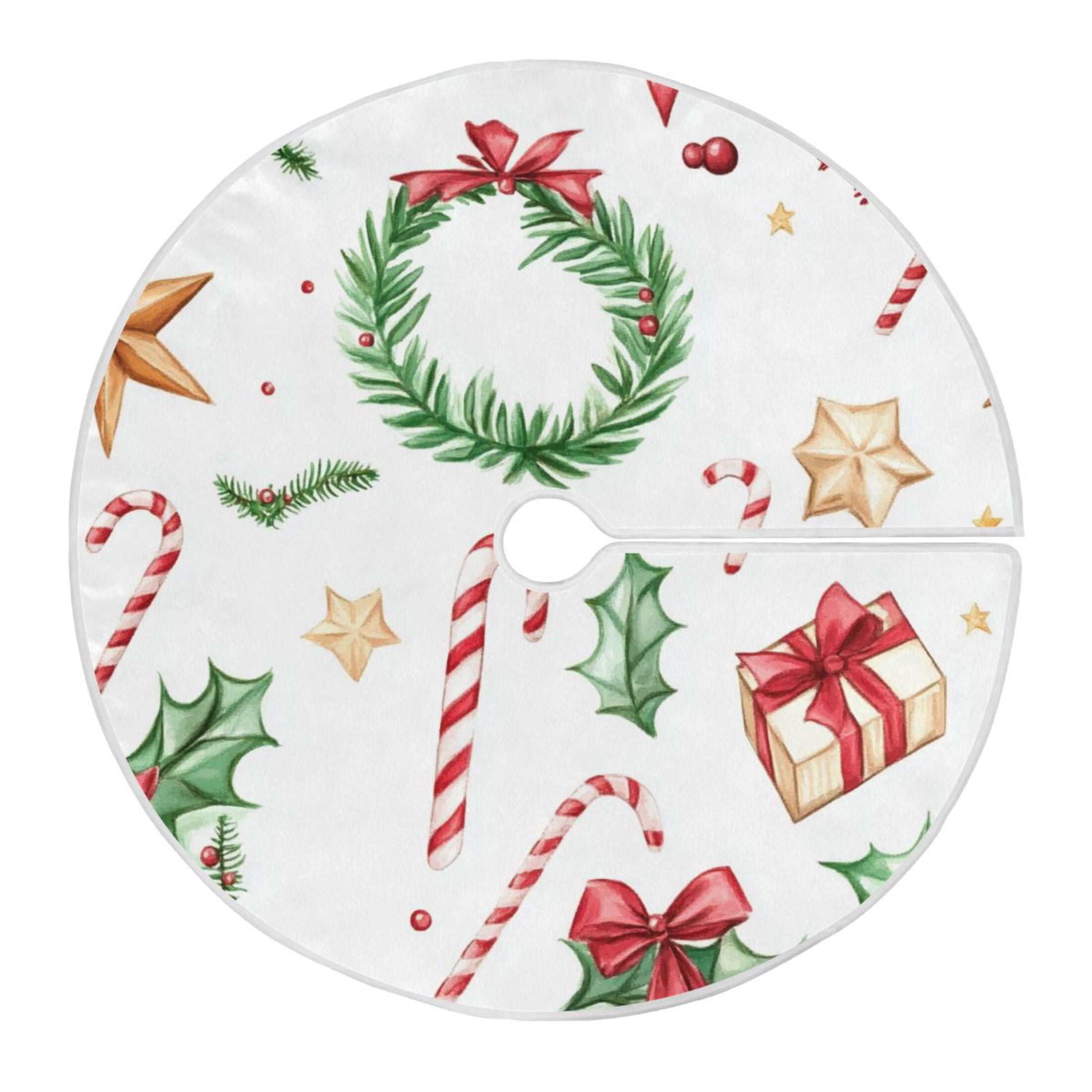 Christmas Tree Skirt 35.4 Inch Watercolor Christmas Elements Clip Tree ...