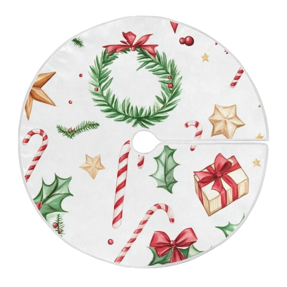 Christmas Tree Skirt 35.4 Inch Watercolor Christmas Elements Clip Tree ...