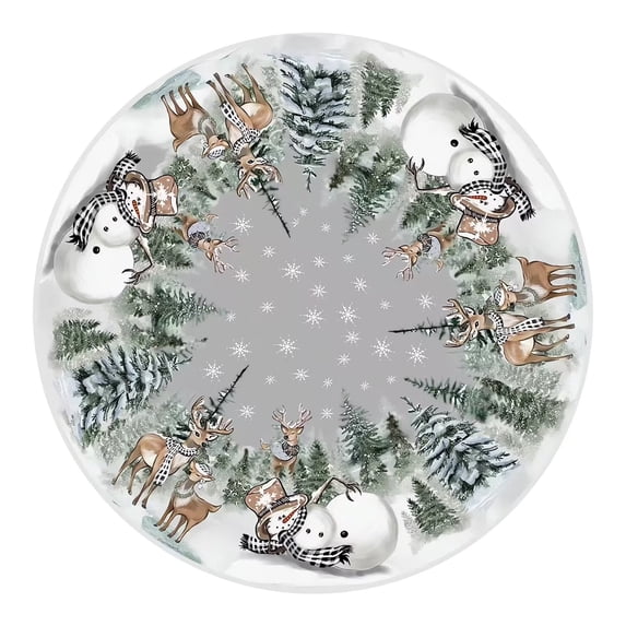 Christmas Tree Skirt 35.5Inch, White Snowman Reindeer Snowflake ...