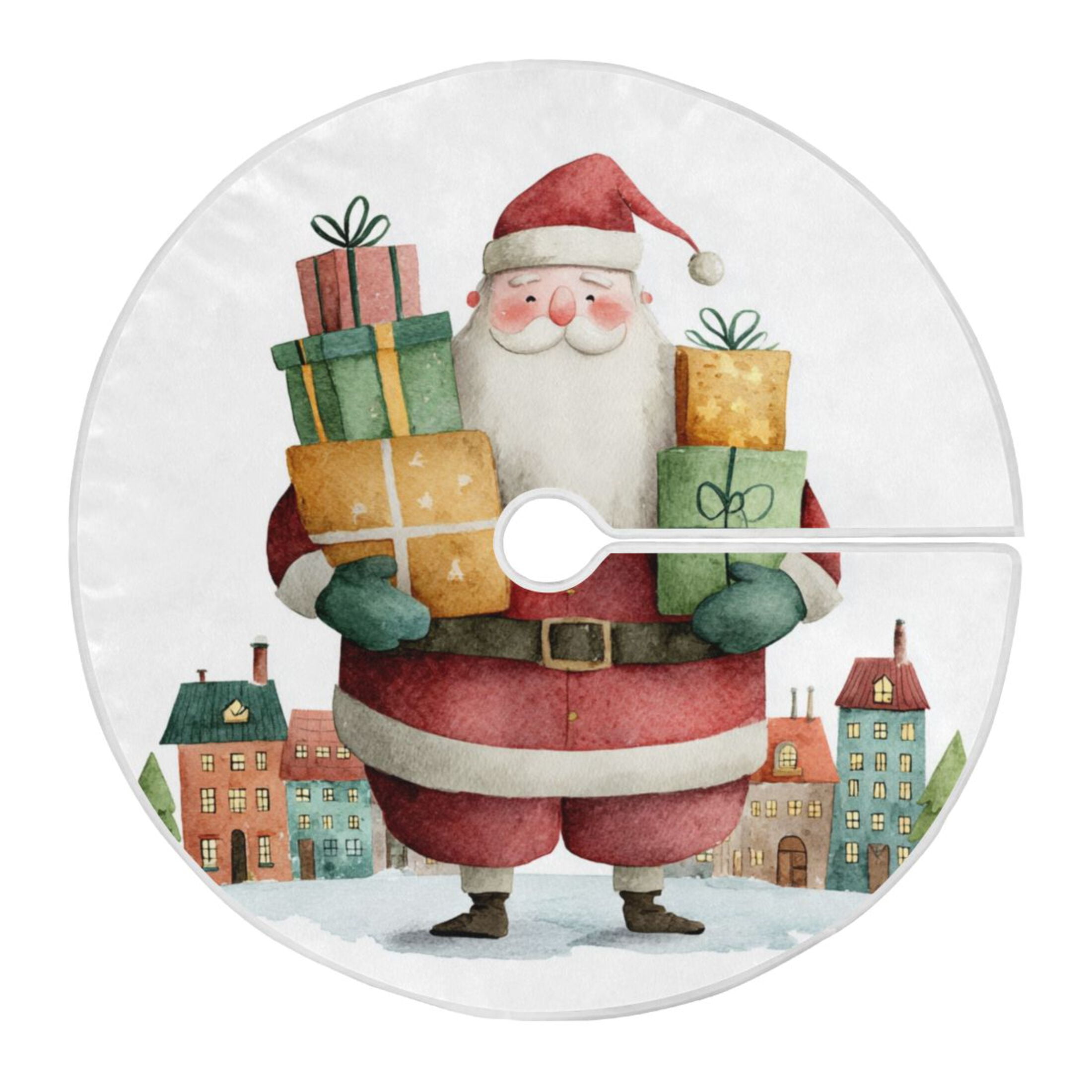Christmas Tree Skirt 47.2 Inch Santa Claus Holding Gifts Tree Skirt Christmas Tree Mat Decor for ...