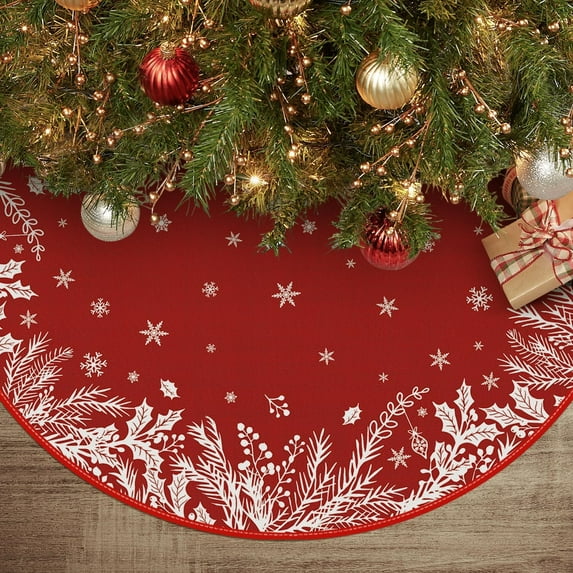 Christmas Tree Skirt 48 Inch, Christmas Plants Snowflake Winter Holiday ...
