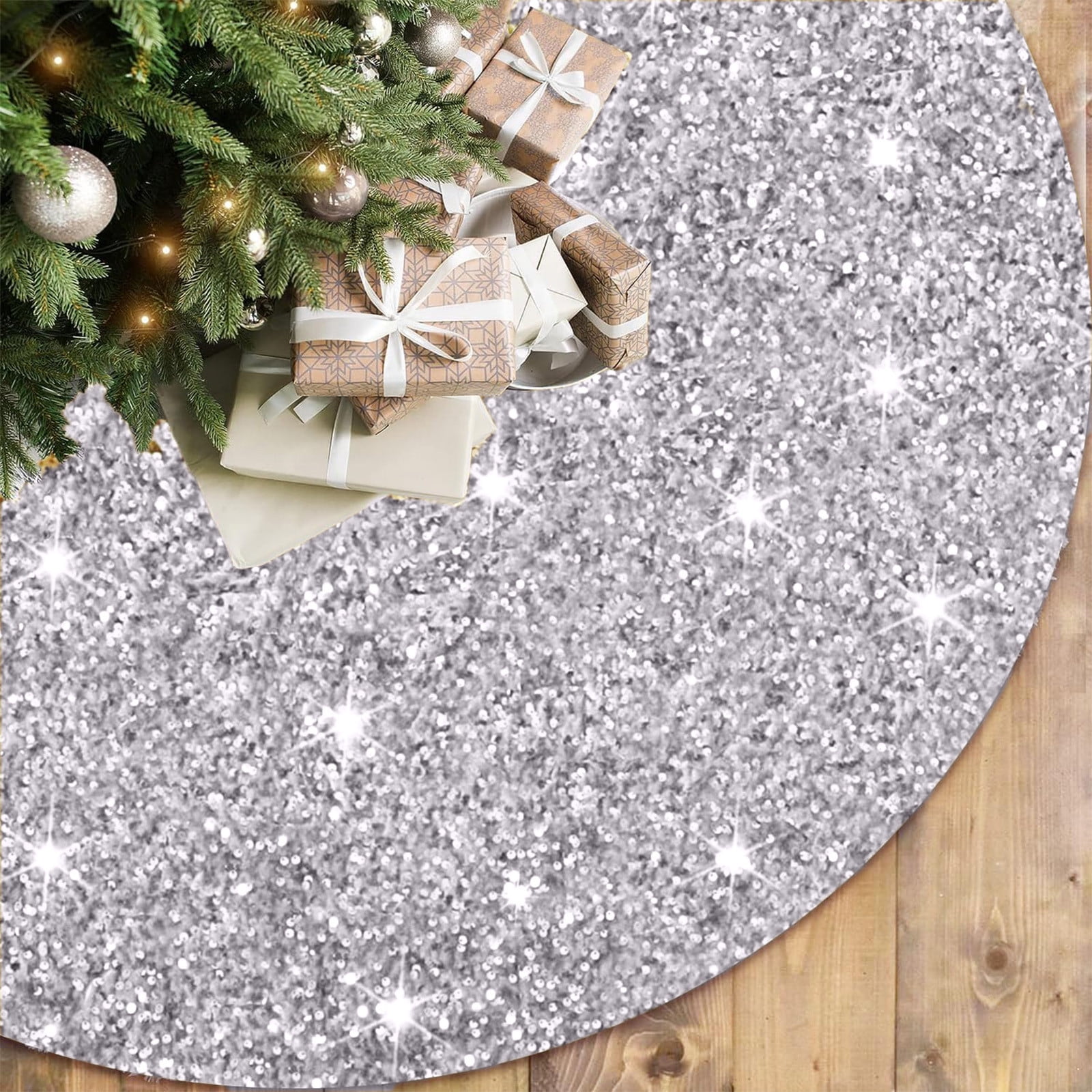 Christmas Tree Skirt 48 Inches Large Tree Skirt Gold Velvet Sequin Tree ...
