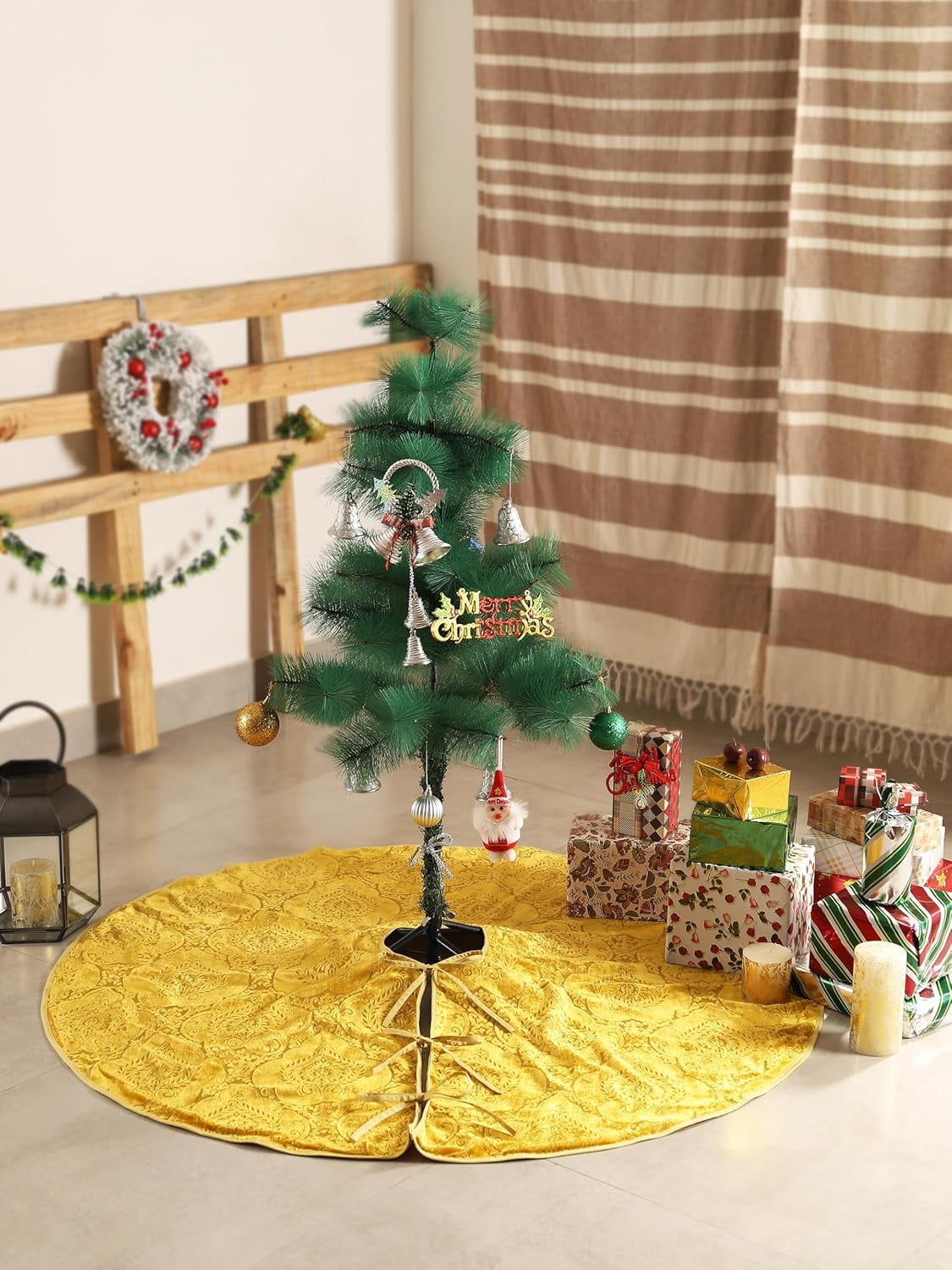 Christmas Tree Skirt – 48 Inches Lime Yellow Luxury Velvet Xmas Tree ...