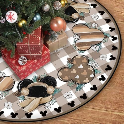 Christmas Tree Skirt 48'' Navidad Cartoon Mouse Tree Collar Winter Xmas ...
