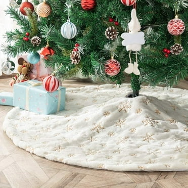 Christmas Tree Skirt 47 inches Xmas White Tree Skirts Snowflake ...