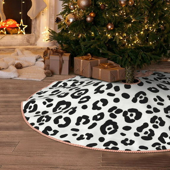 Christmas Tree Skirt - African Leopard black white print Halloween Tree ...