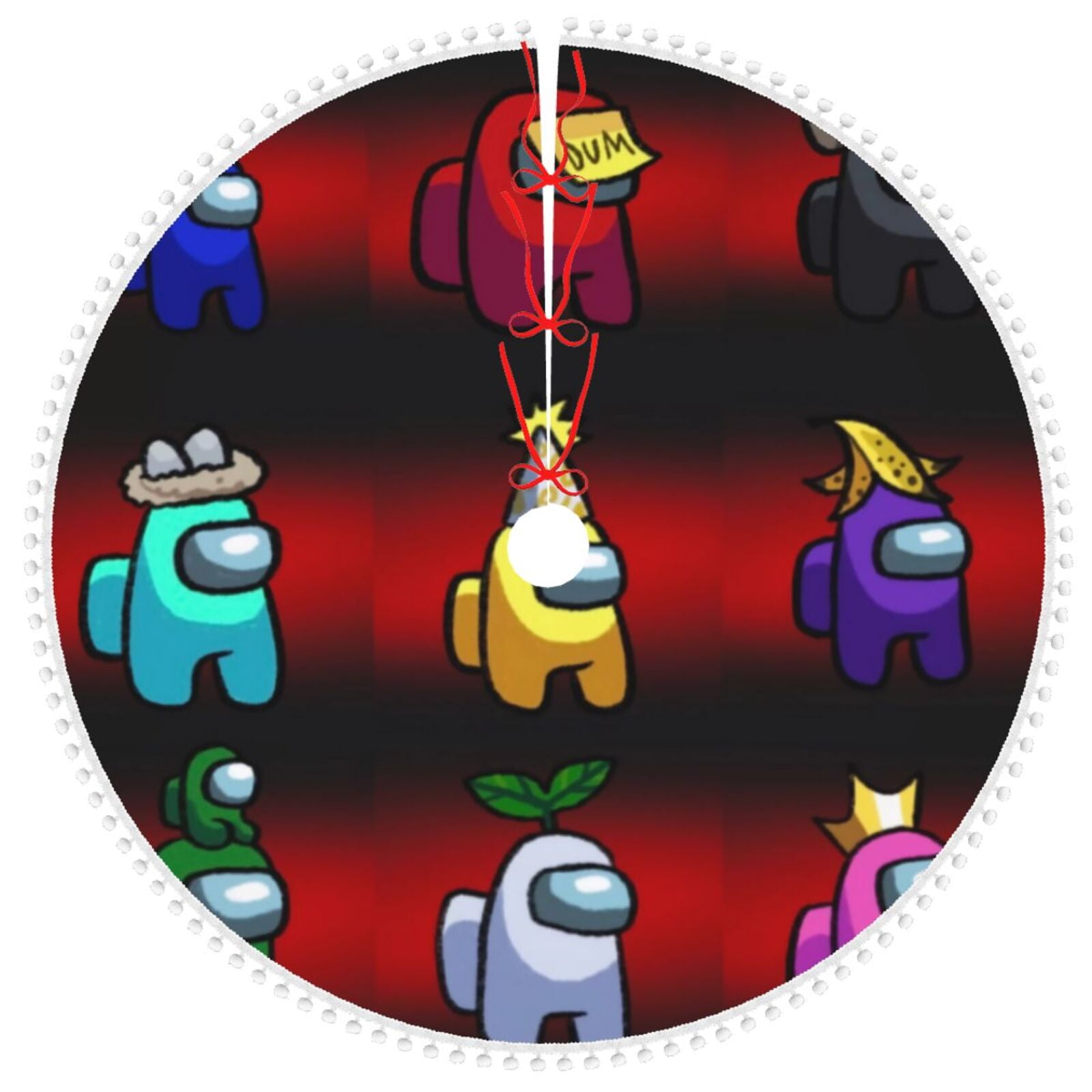 Christmas Tree Skirt Am-ong Us Annual Rings 48 Inch Tree Skirt with Pom ...