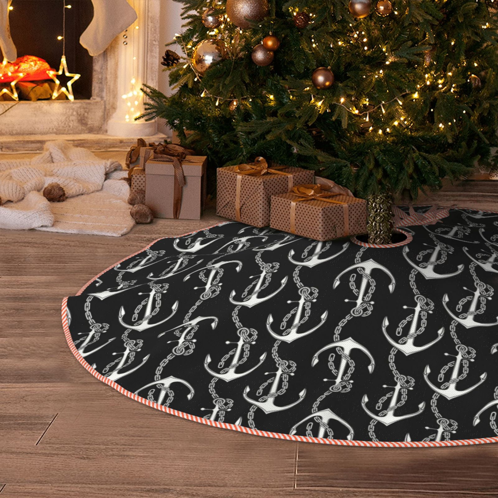 Christmas Tree Skirt - Anchor chain white black cool Halloween Tree ...