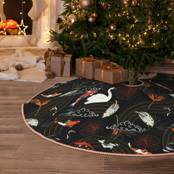 Christmas Tree Skirt - Animal Koi Fish Halloween Tree Skirt Winter Fall ...