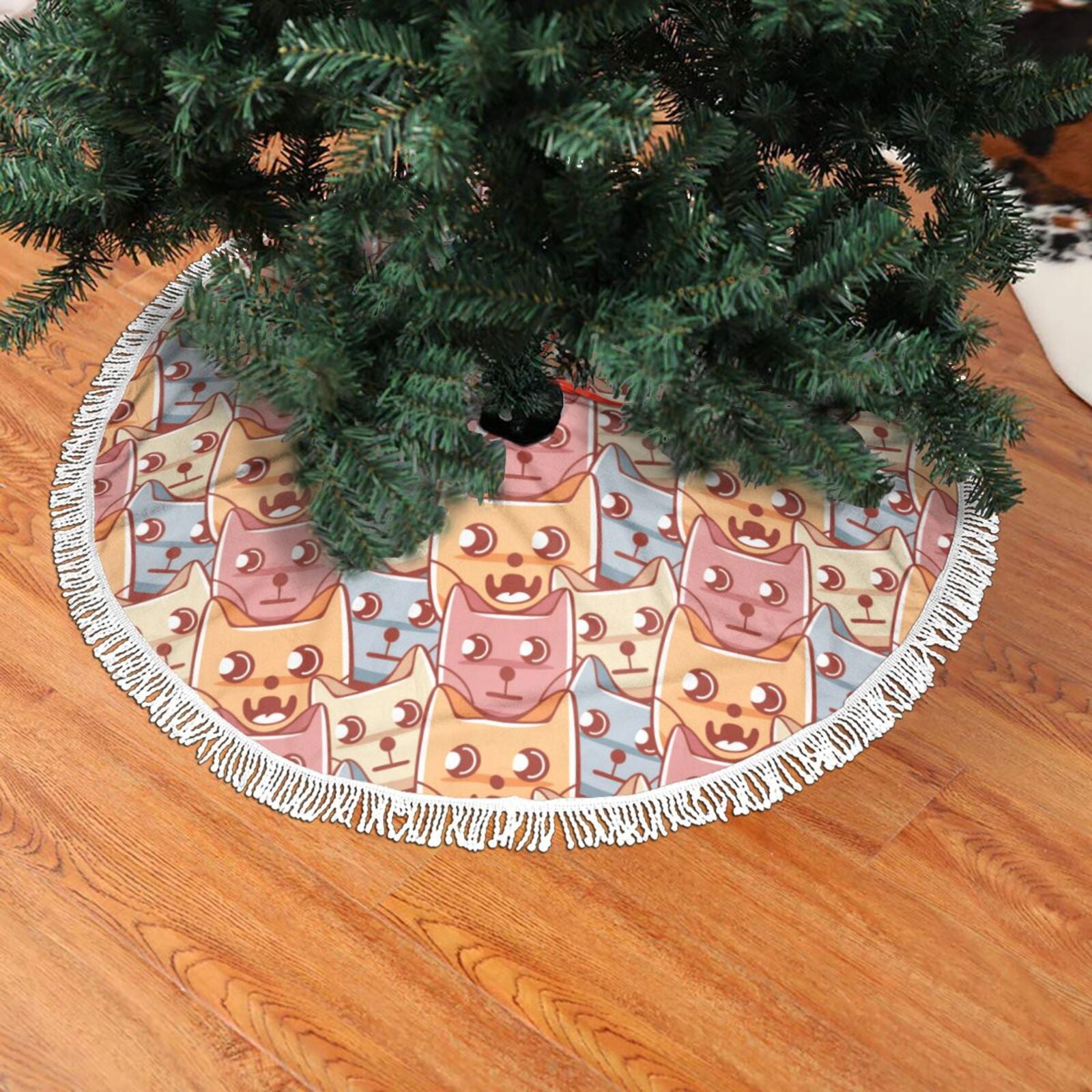 Christmas Tree Skirt, Artistic Colorful Cute Cats Christmas Tree ...