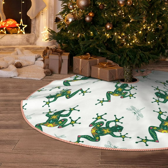 Christmas Tree Skirt - Artistic Cute Frog Dragonfly Halloween Tree ...