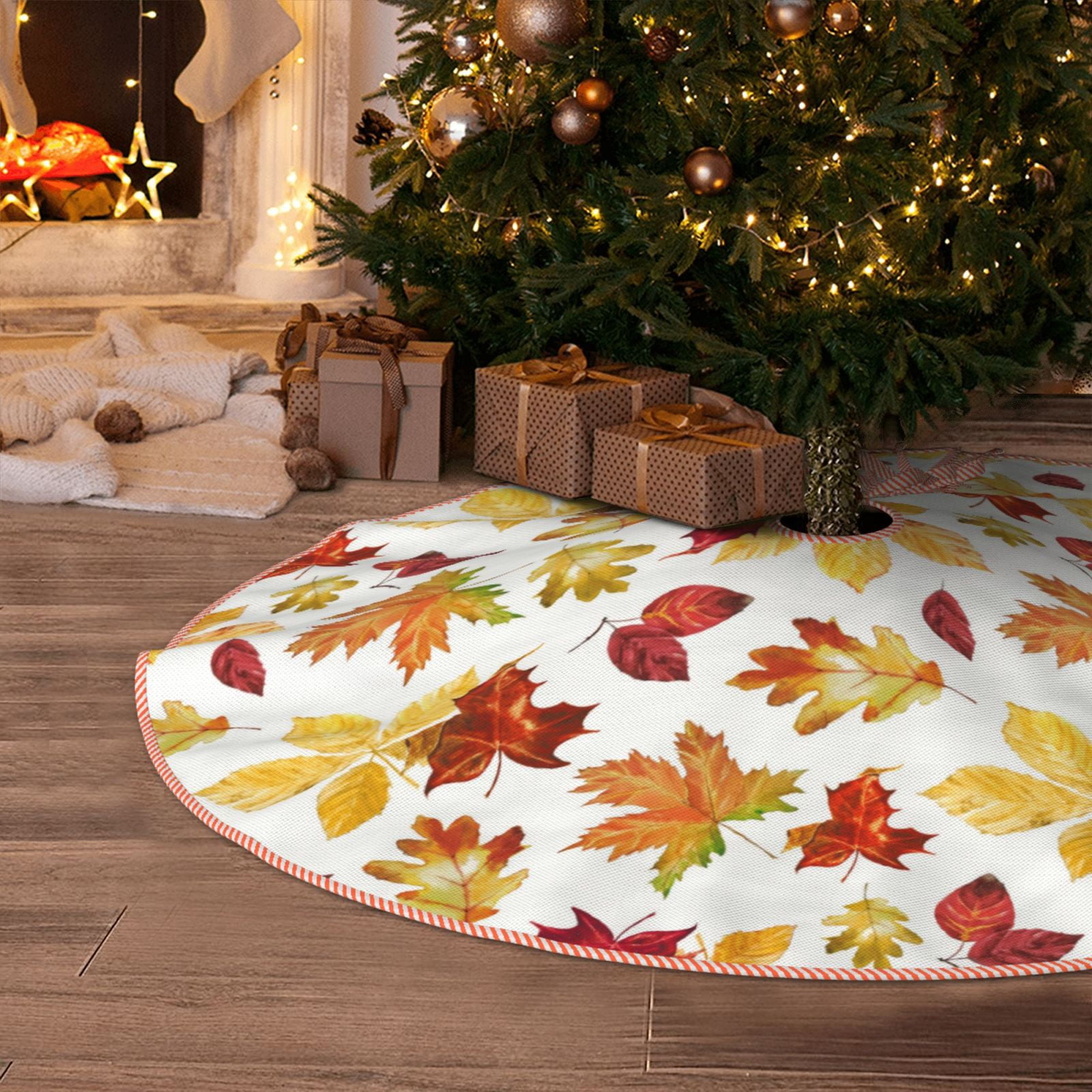 Christmas Tree Skirt - Autumn Leaves 1 Halloween Tree Skirt Winter Fall ...