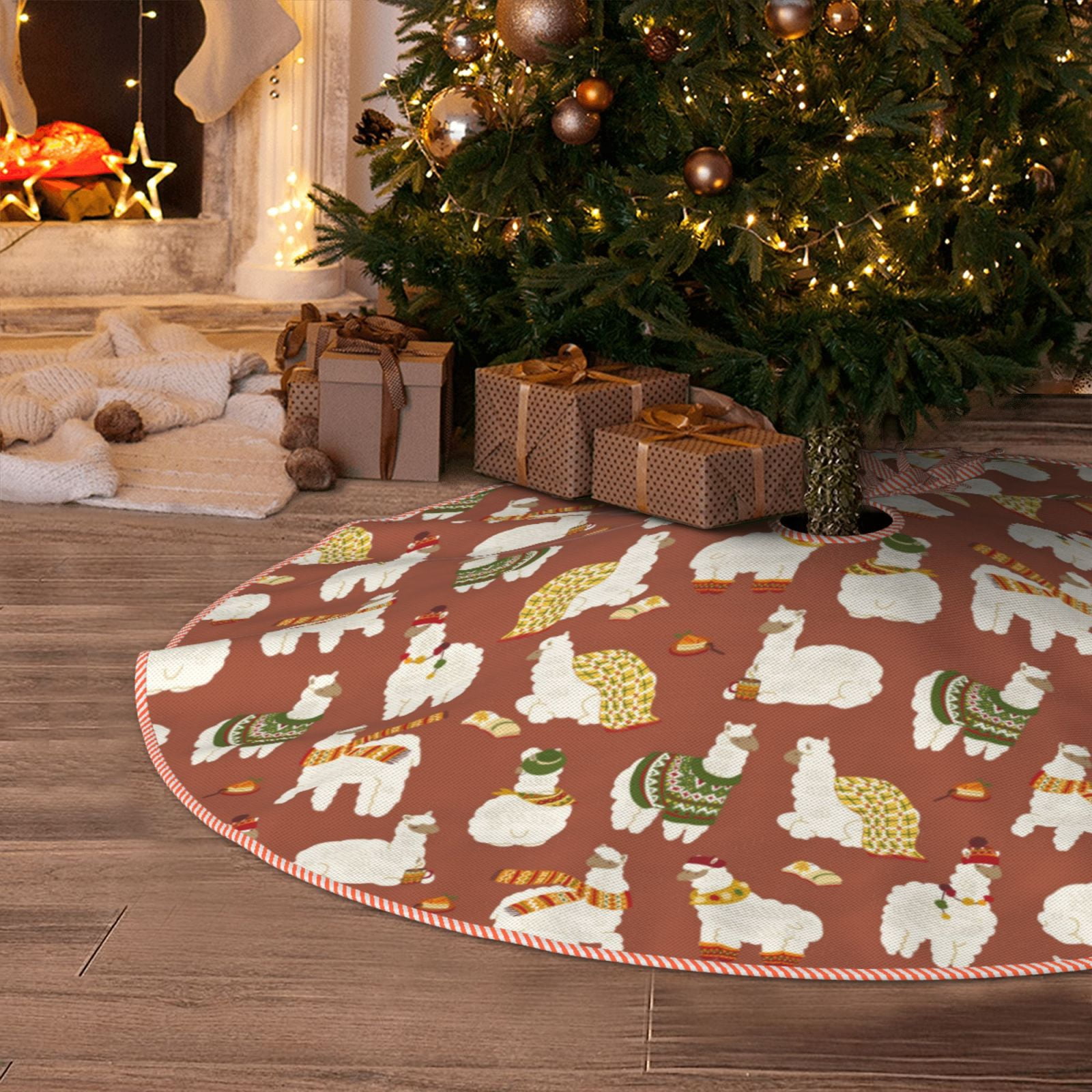 Christmas Tree Skirt - Autumnal Cute Alpaca Brown Halloween Tree Skirt ...
