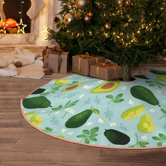 Christmas Tree Skirt - Avocado Flowers And Leaves Halloween Tree Skirt ...