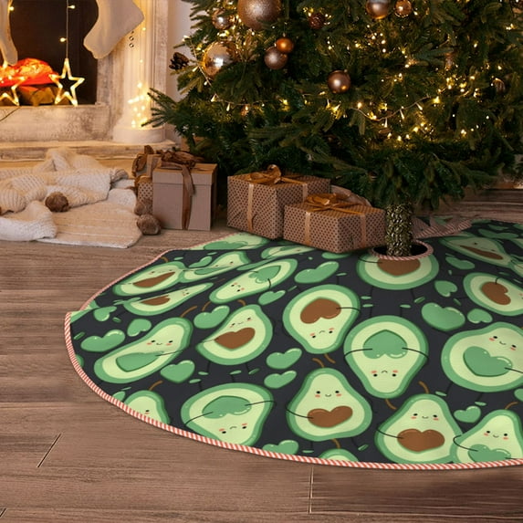 Christmas Tree Skirt - Avocado Heart Halloween Tree Skirt Winter Fall ...