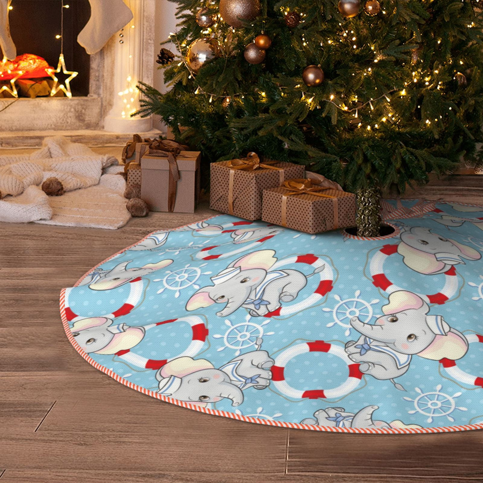 Christmas Tree Skirt - Baby Elephant Halloween Tree Skirt Winter Fall ...