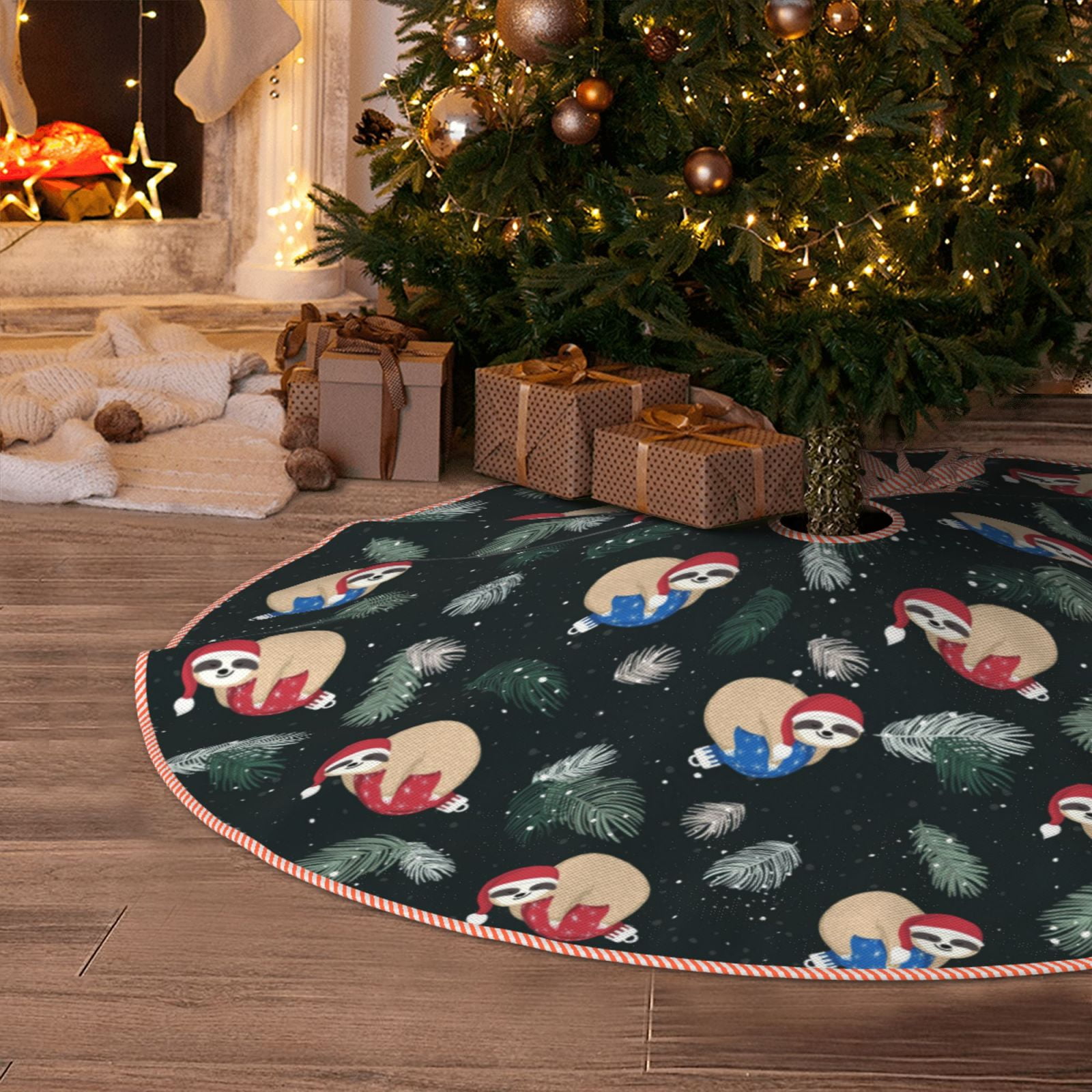 Christmas Tree Skirt - Baby Sloths On Christmas Ball Halloween Tree ...