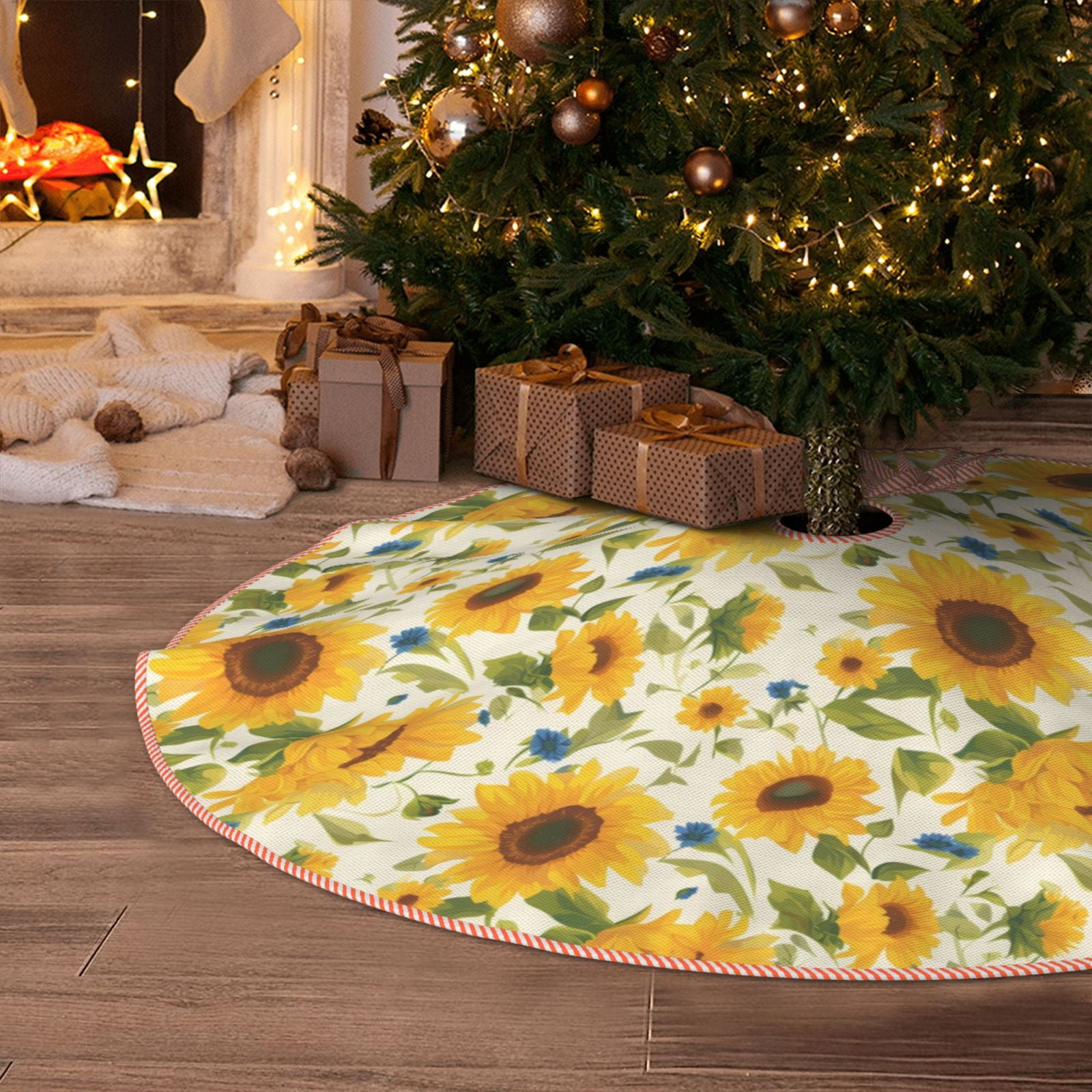 Christmas Tree Skirt Beautiful Countryside Sunflower Tree Skirt for ...