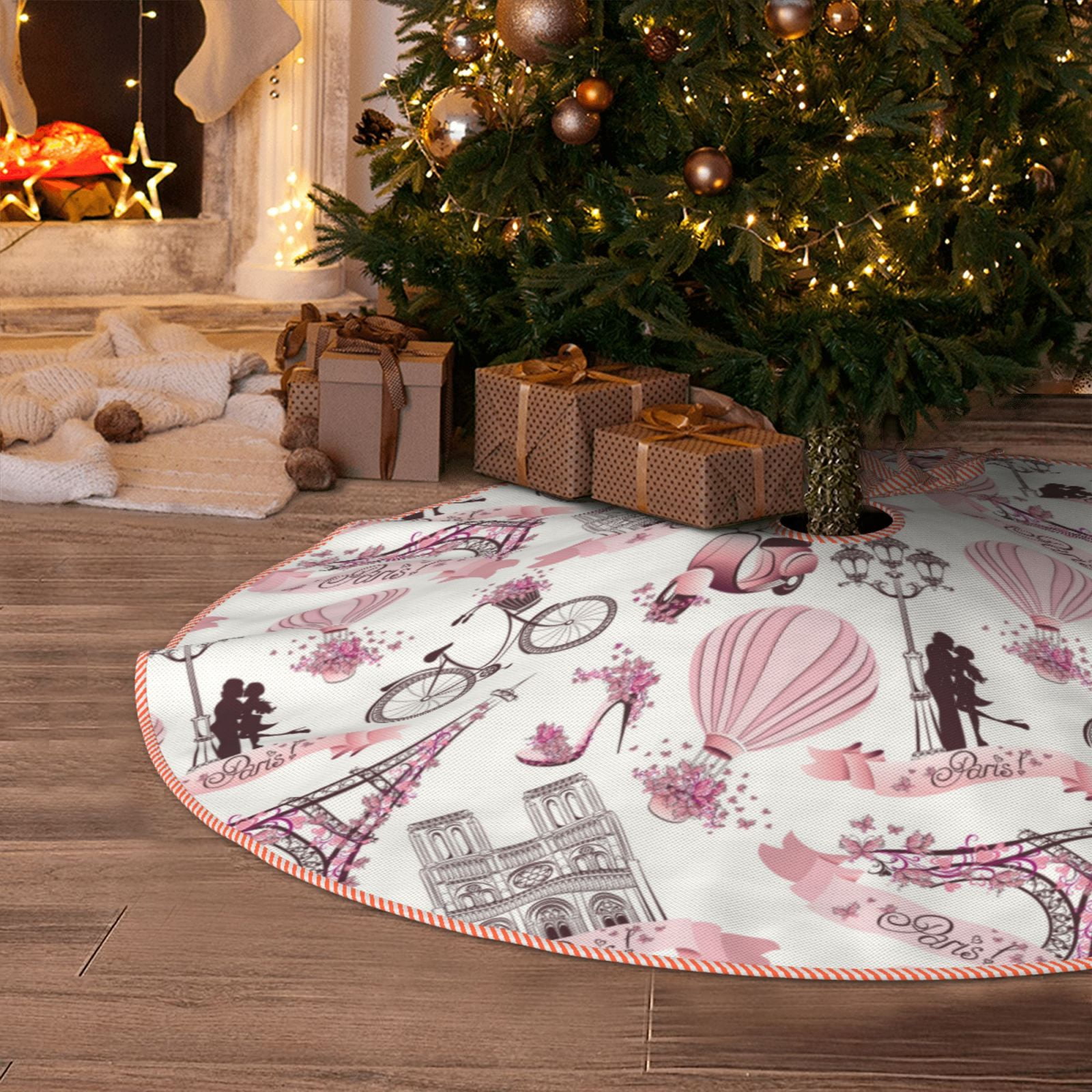 Christmas Tree Skirt - Bike Pattern Romantic Halloween Tree Skirt ...