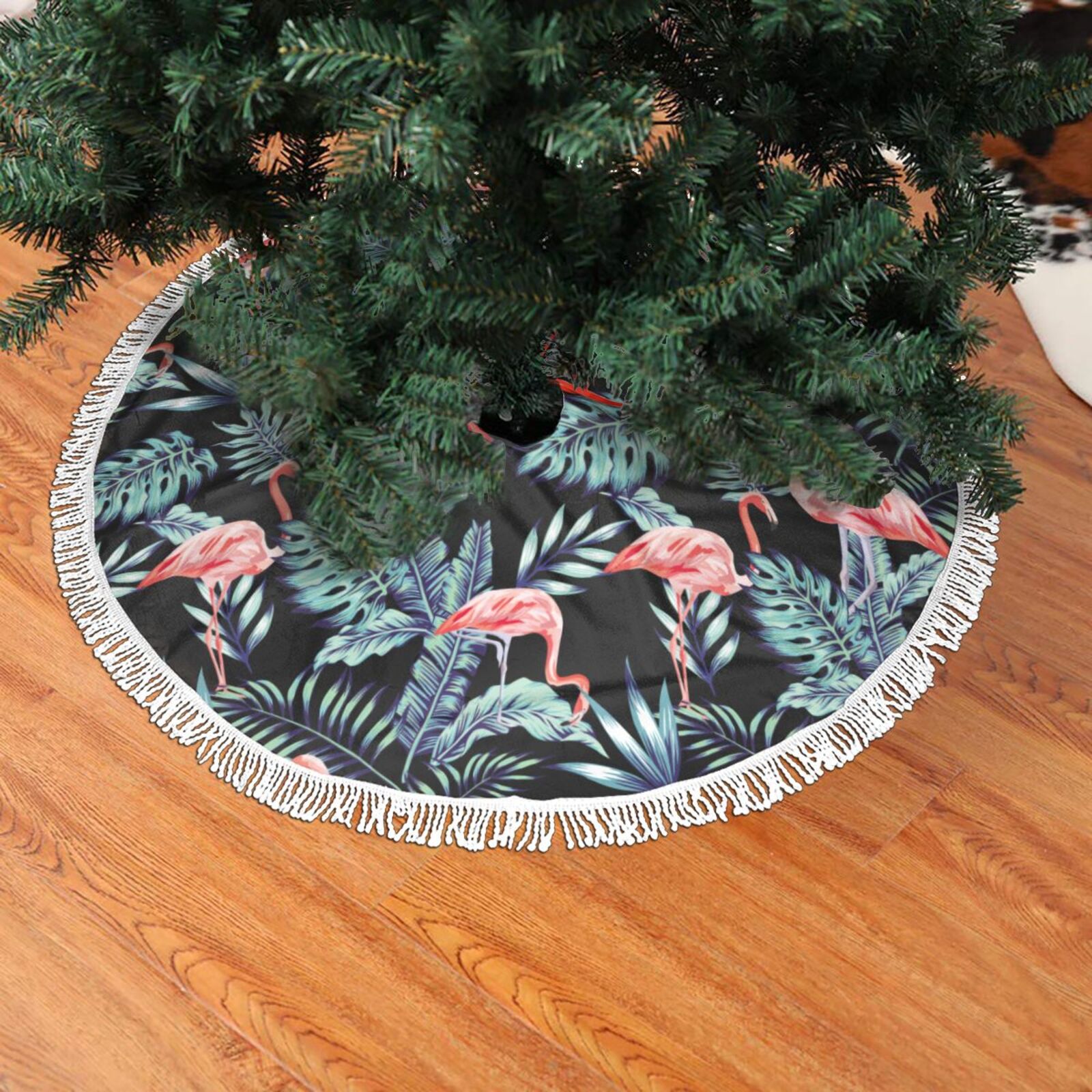 Christmas Tree Skirt, Bird Night Blue Forest Christmas Tree Decorations ...