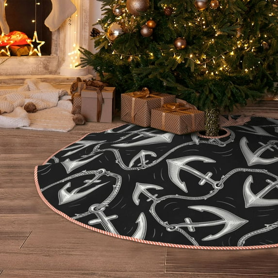 Christmas Tree Skirt - Black White Anchor cool Halloween Tree Skirt ...