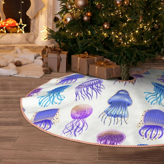 Christmas Tree Skirt - Blue-Purple Jellyfish Halloween Tree Skirt ...