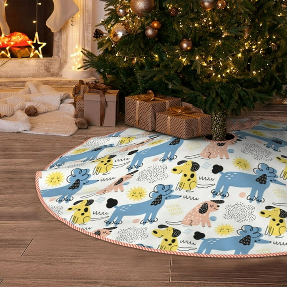 Christmas Tree Skirt - Bohemian Funny Cute Poodle Dog Halloween Tree ...