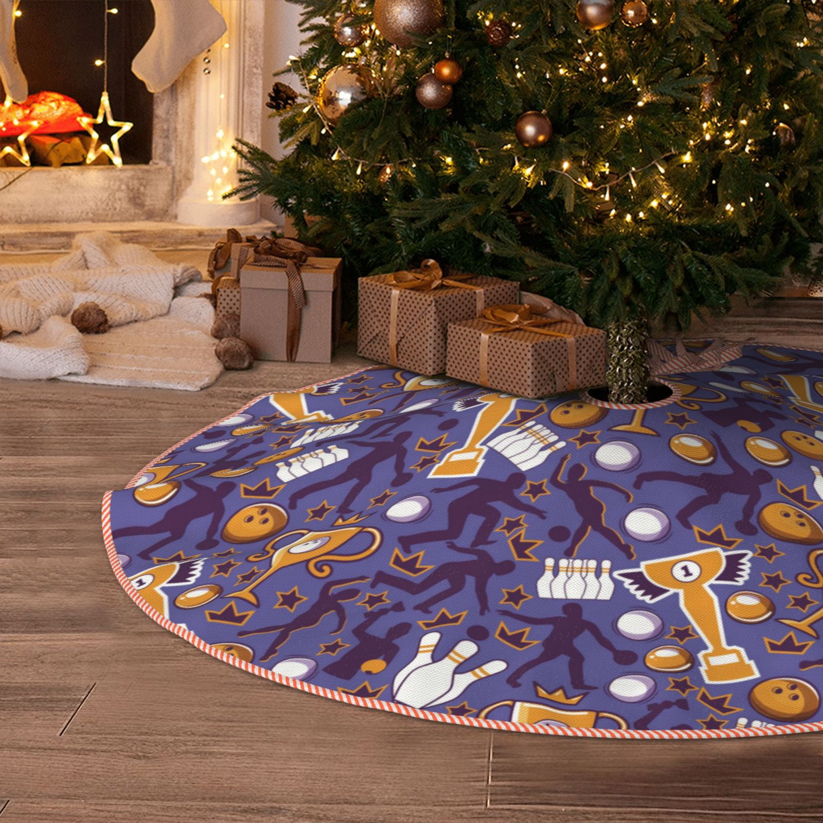 Christmas Tree Skirt - Bowling Game Halloween Tree Skirt Winter Fall ...