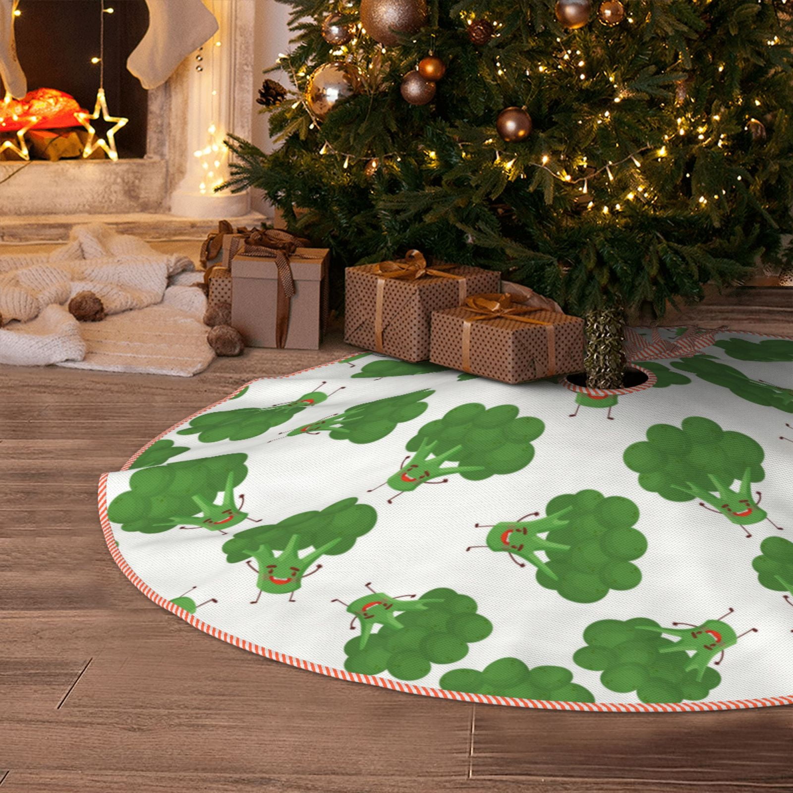 Christmas Tree Skirt - Bright broccoli cartoon funny Halloween Tree ...